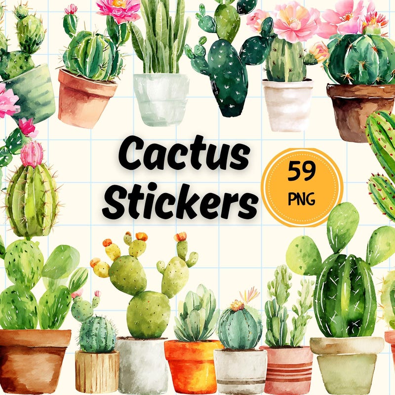 Cactus Stickers - Etsy