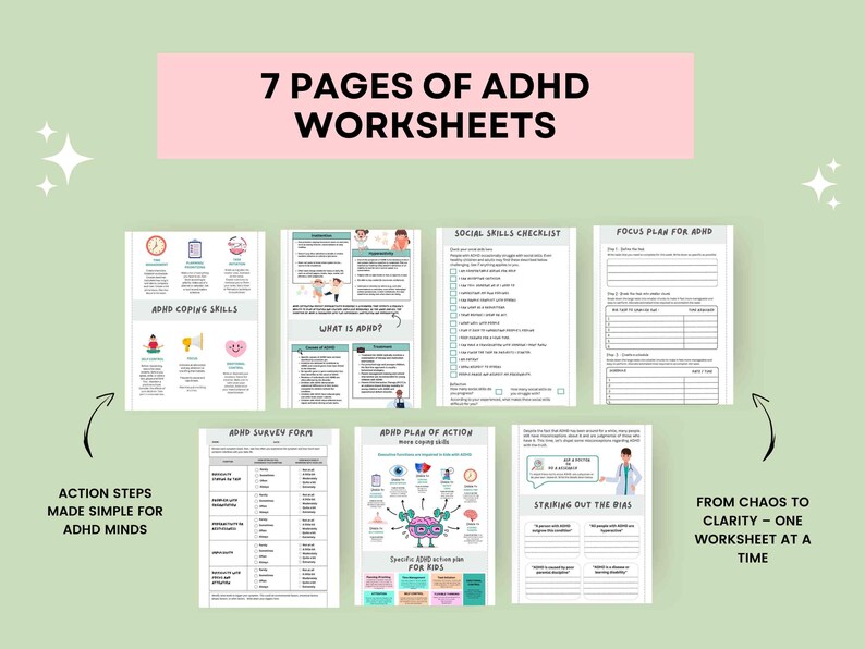 Editable ADHD Worksheets Canva Template | Rebrandable ADHD Workbook ...