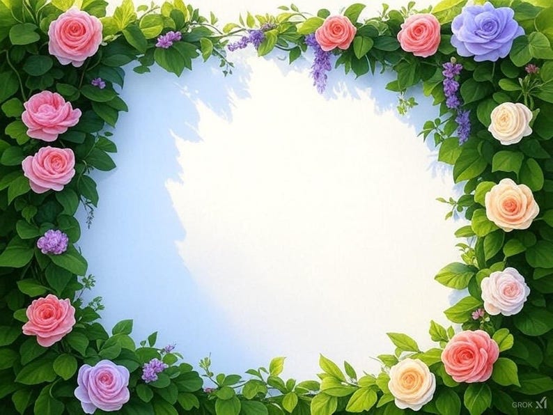 4 Digital Rose and Flower Frames With Fully Customizable Text and ...