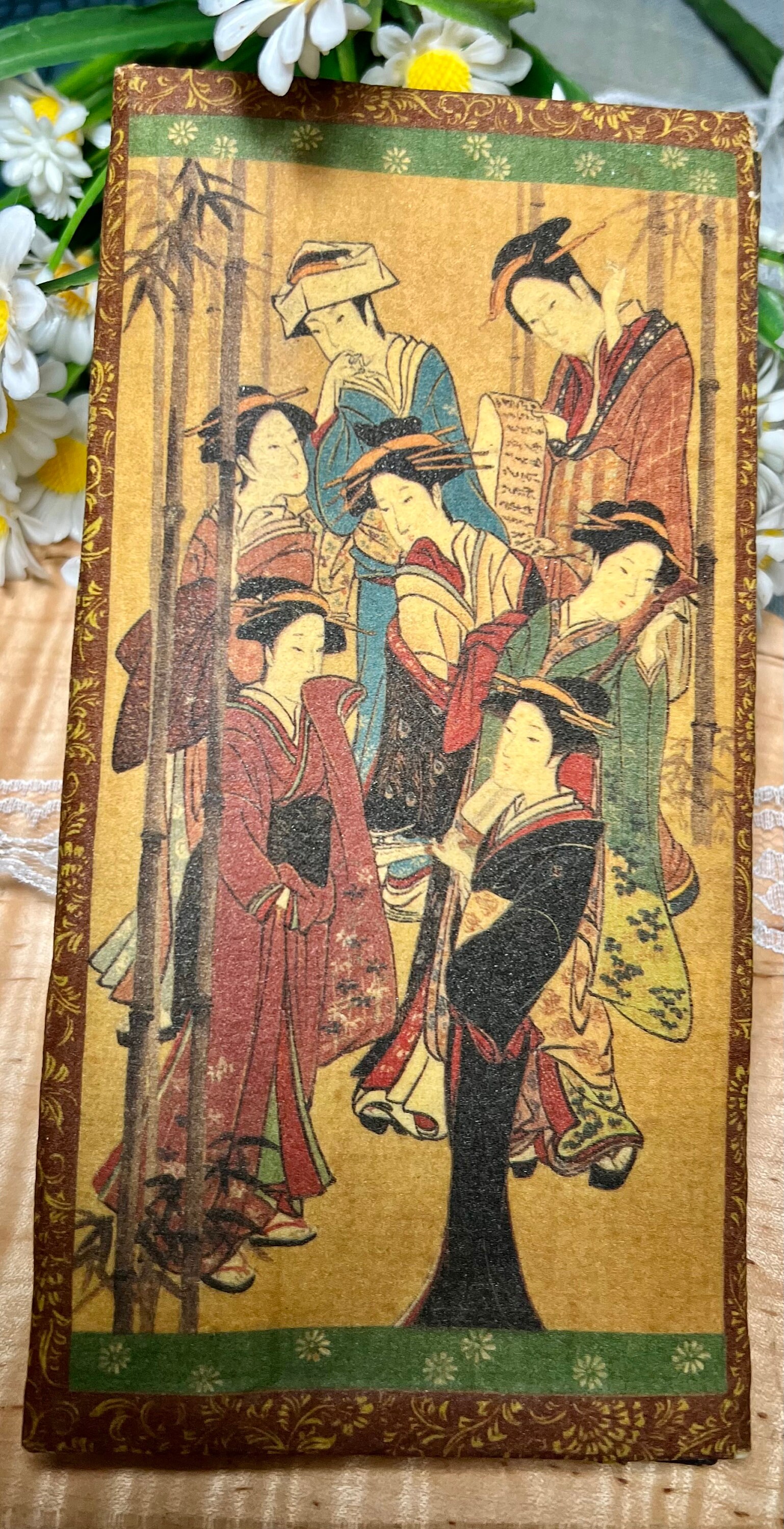 Vintage Japanese Rice Paper Geisha Girl Wallet Checkbook Cover With ...