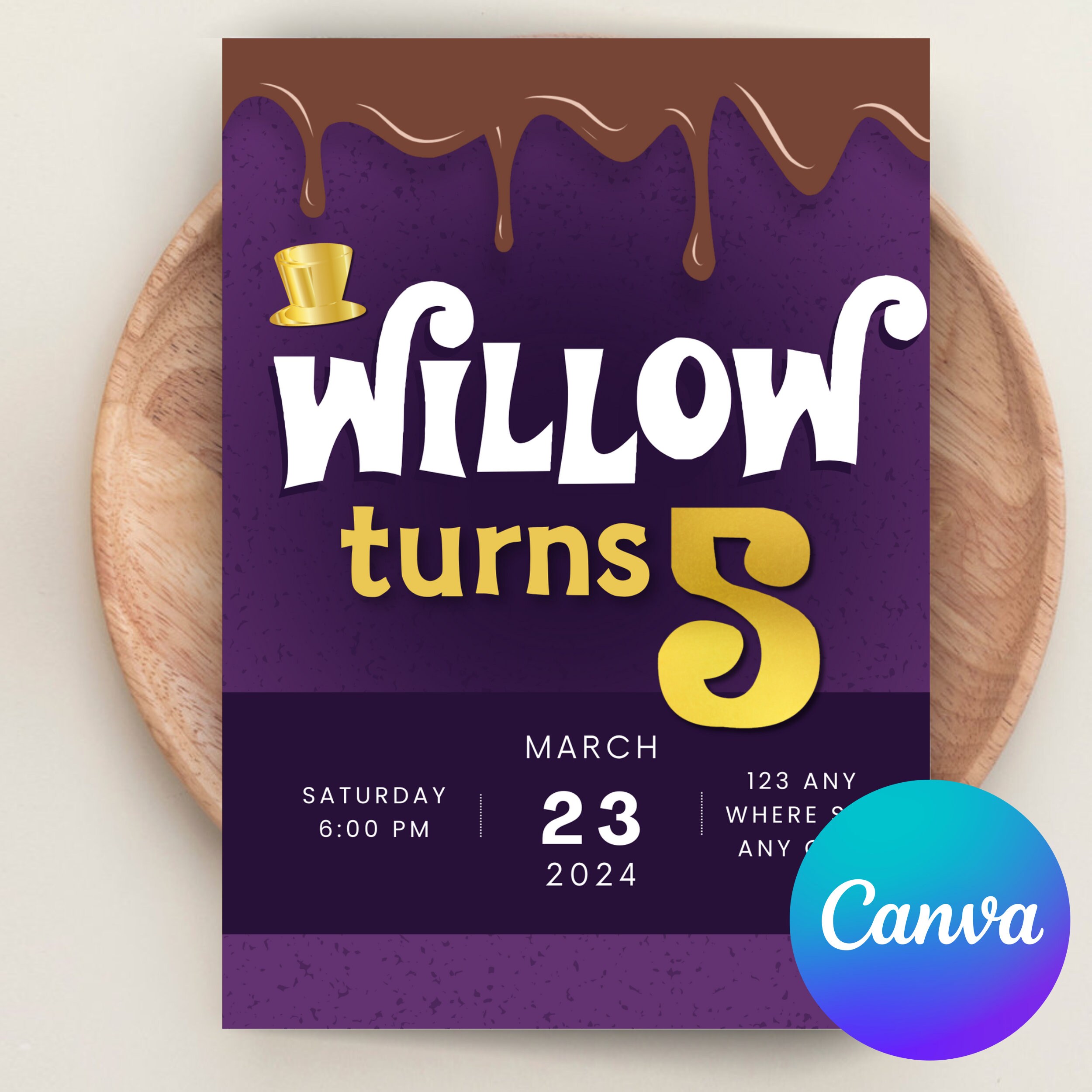 Personalized Editable Custom Willy Inspired Invitation Chocolate ...