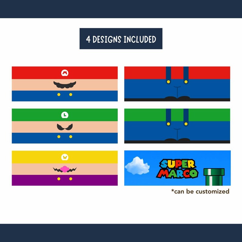 Personalized Custom Mario SVG PNG Kart Bros Luigi Wario Birthday ...