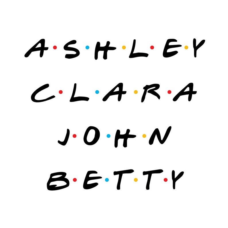 Personalized FRIENDS Inspired PNG SVG Bundle Font Clipart Letters ...