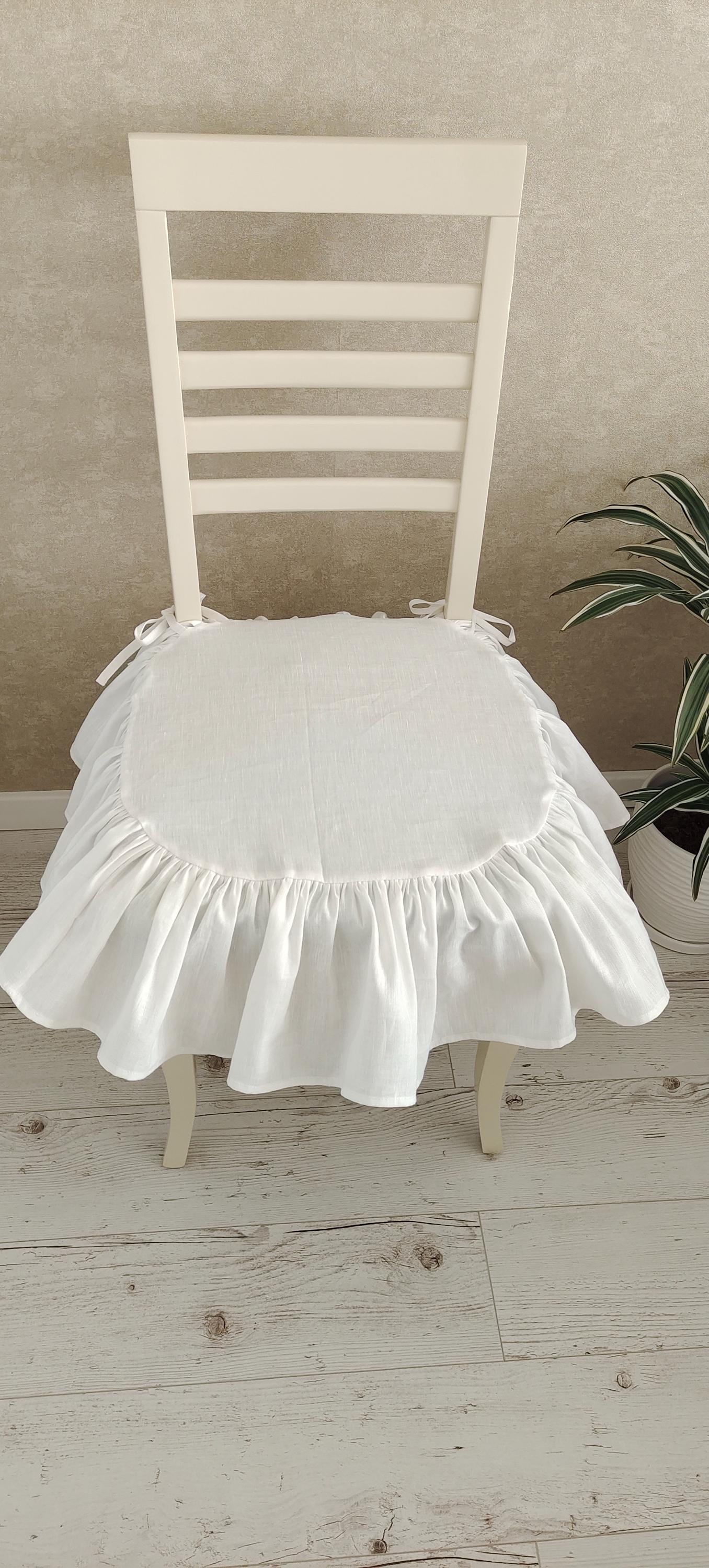Dining Chair Cover French Large Linen Chair Seat Covers With 4 Sided ...