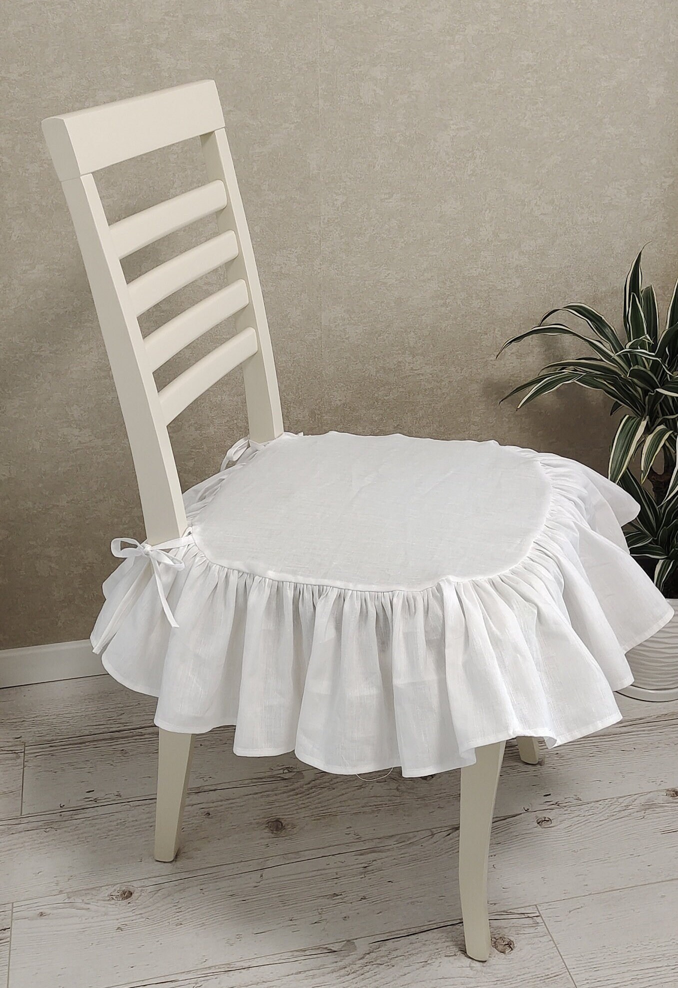 Dining Chair Cover French Large Linen Chair Seat Covers With 4 Sided ...