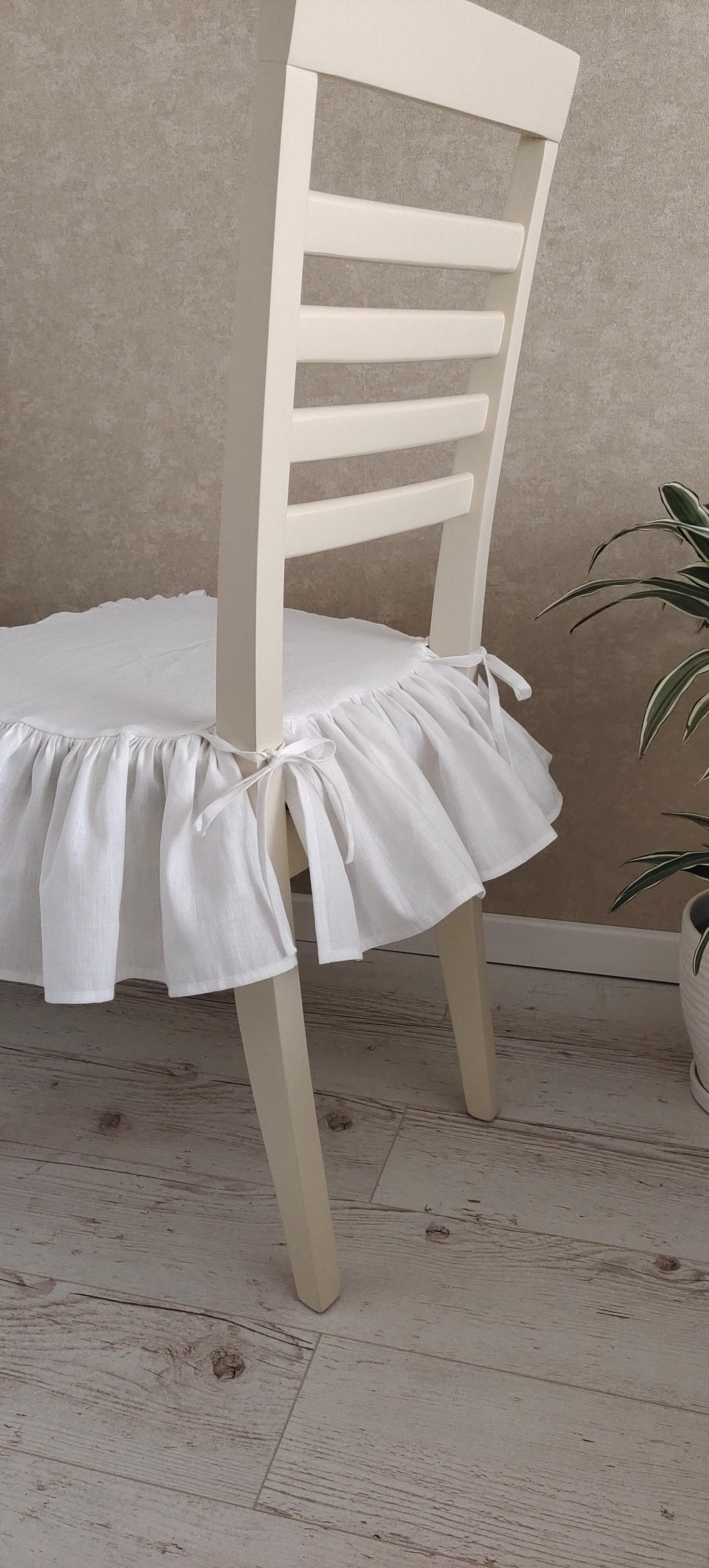 Dining Chair Cover French Large Linen Chair Seat Covers With 4 Sided ...