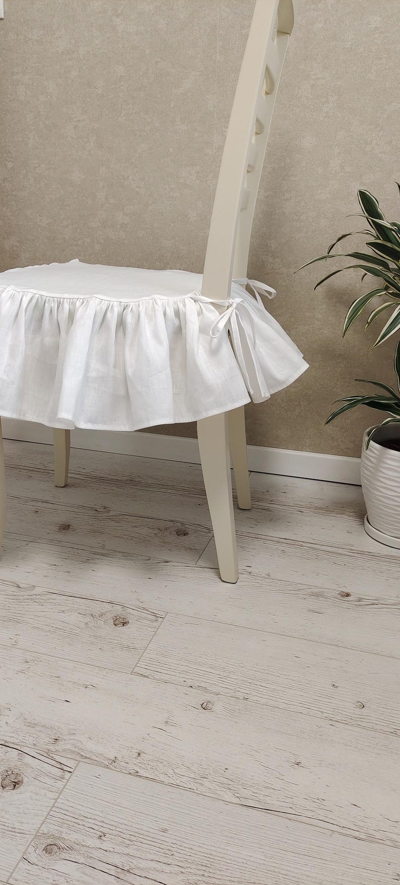 Dining Chair Cover French Large Linen Chair Seat Covers With 4 Sided ...