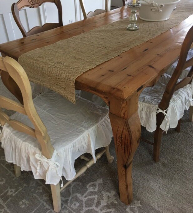 Dining Chair Cover French Large Linen Chair Seat Covers With 4 Sided ...