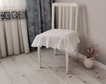 Dining Chair Cover French Large Linen Chair Seat Covers With 4 Sided ...