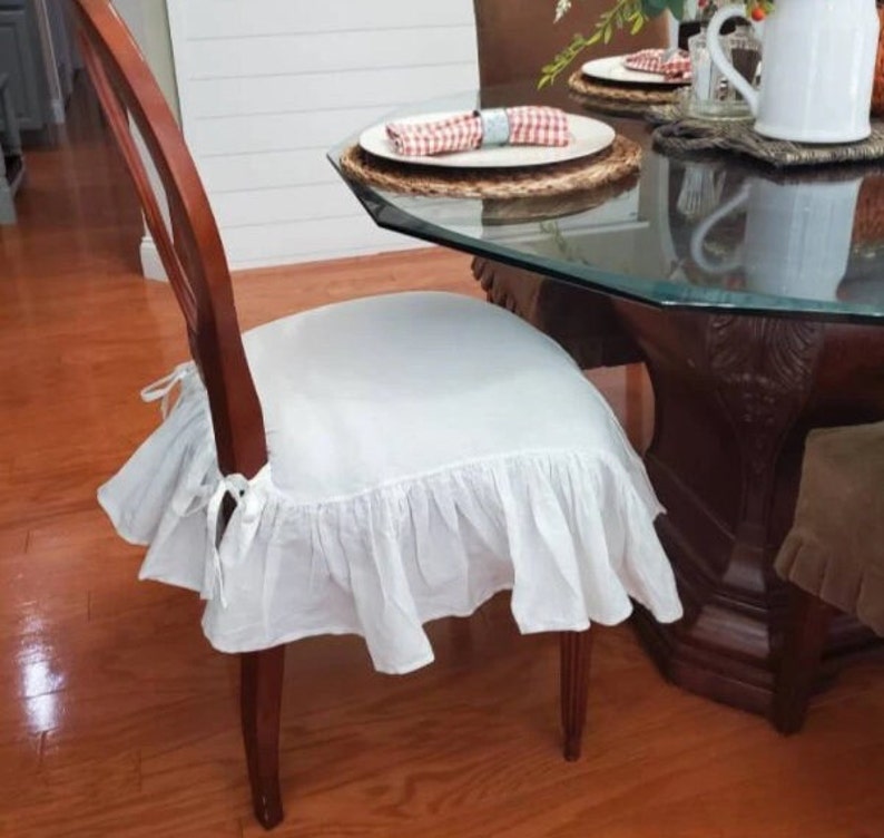 Dining Chair Cover French Large Linen Chair Seat Covers With 4 Sided ...