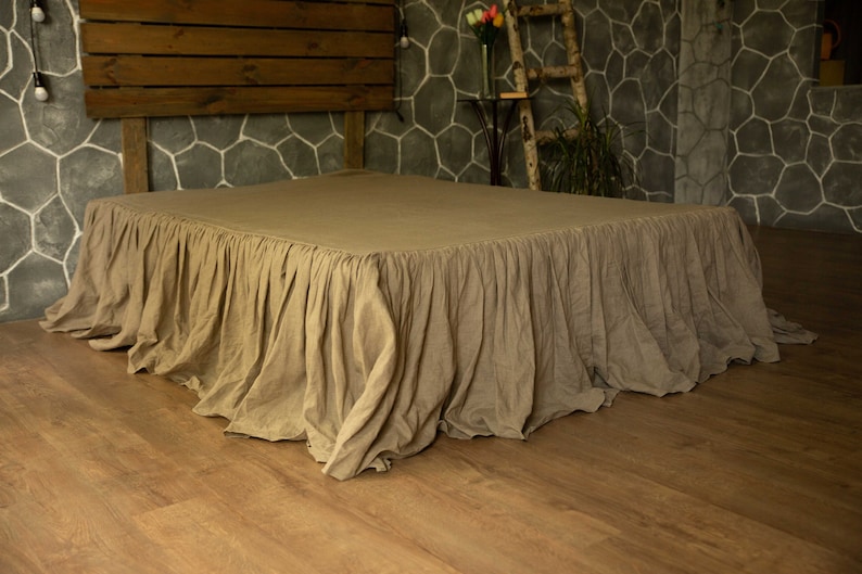 Linen Dust Ruffle Bed Skirt European Flax Natural Linen Twin Full Queen ...