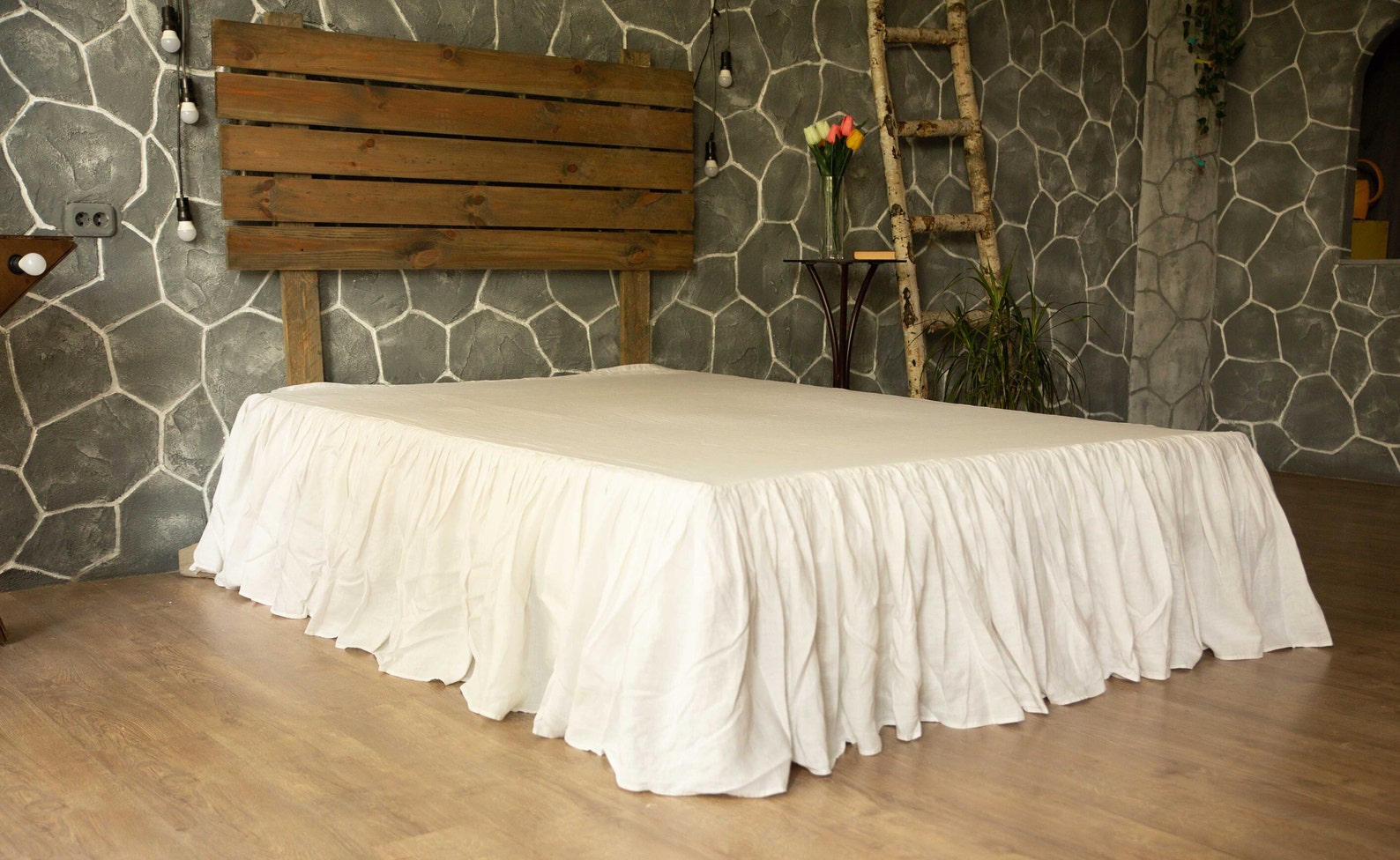 Linen Dust Ruffle Bed Skirt European Flax Natural Linen Twin Full Queen ...