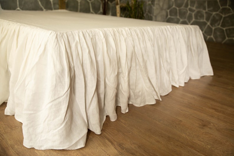 Linen Dust Ruffle Bed Skirt European Flax Natural Linen Twin Full Queen ...