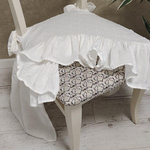 Dining Chair Cover French Large Linen Chair Seat Covers With 4 Sided ...
