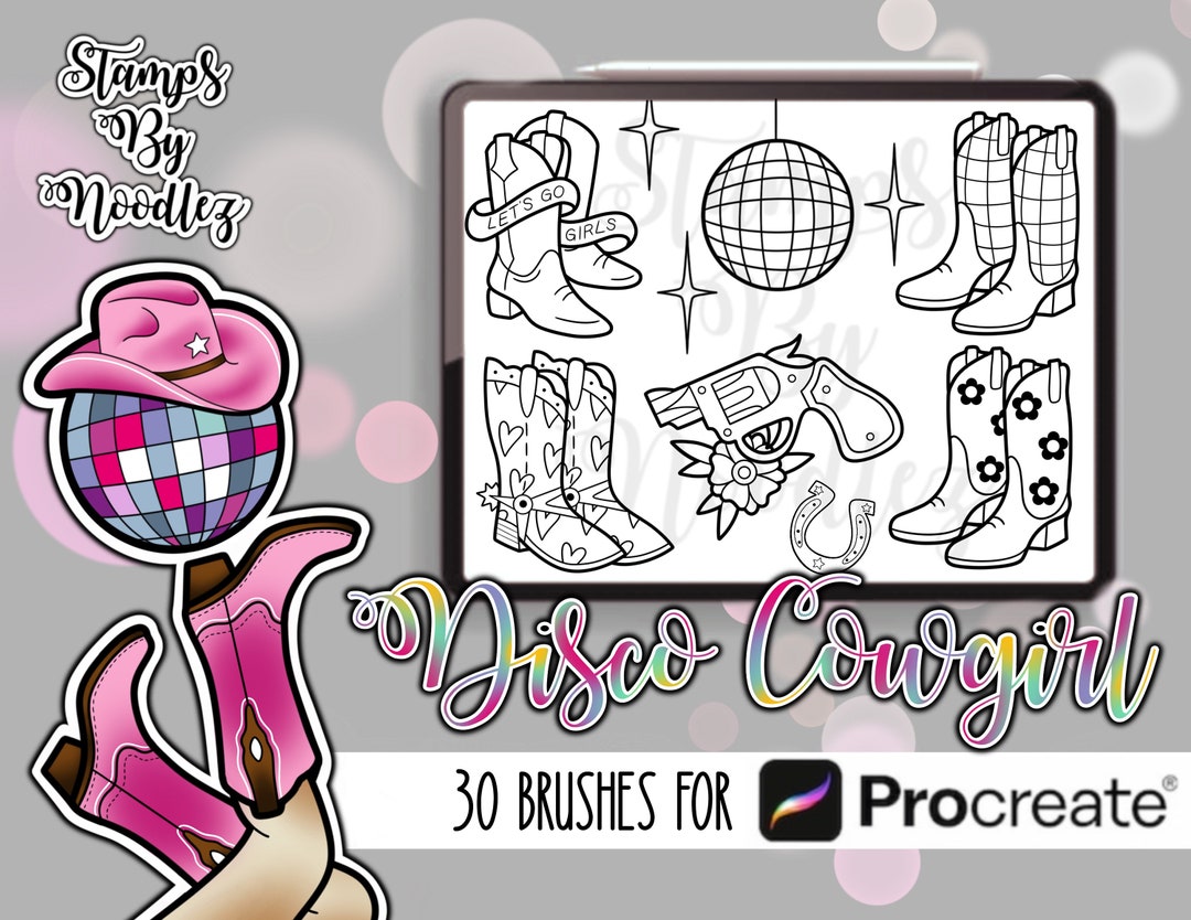 Disco Cowgirl Stamps for Tattoo Artists 30 Procreate Brushes - Etsy