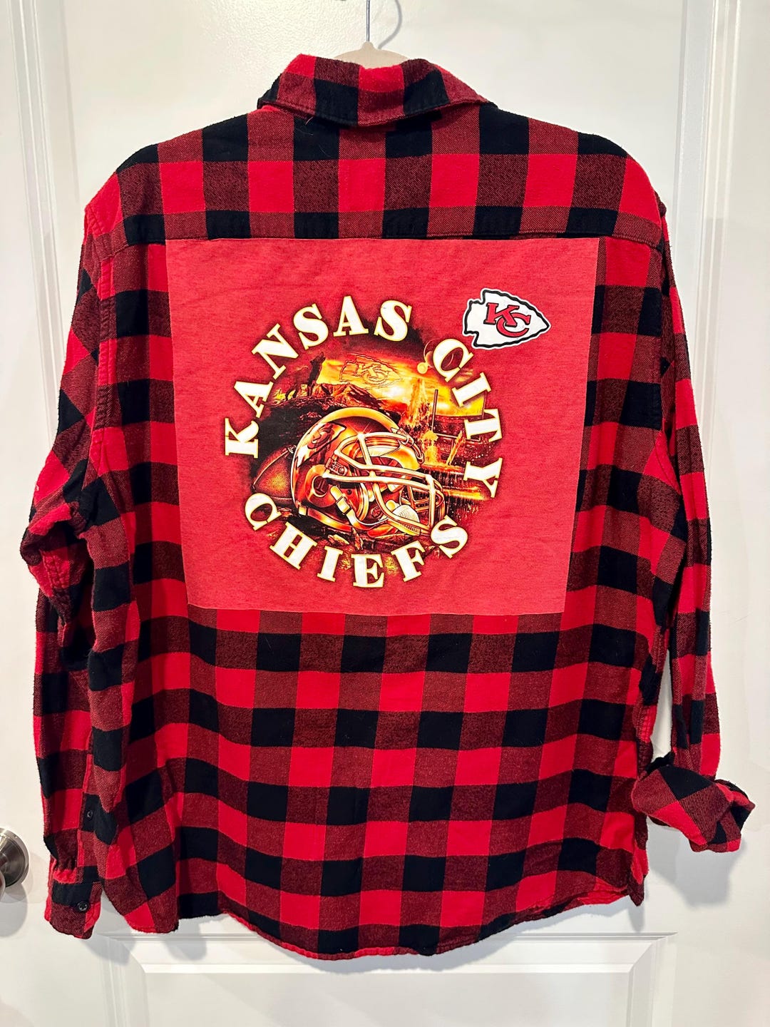Kansas City Chiefs FOOTBALL Helmet Upcycled Flannel Shirt XL - Etsy