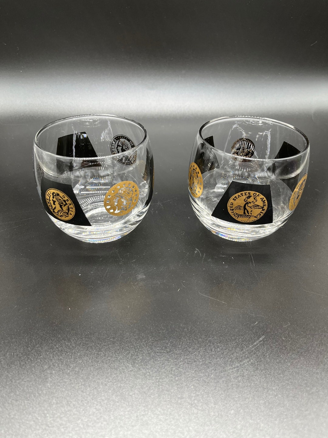 Roly Poly Rocks Cera Black and Gold Coin Roly Poly Rocks Midcentury ...