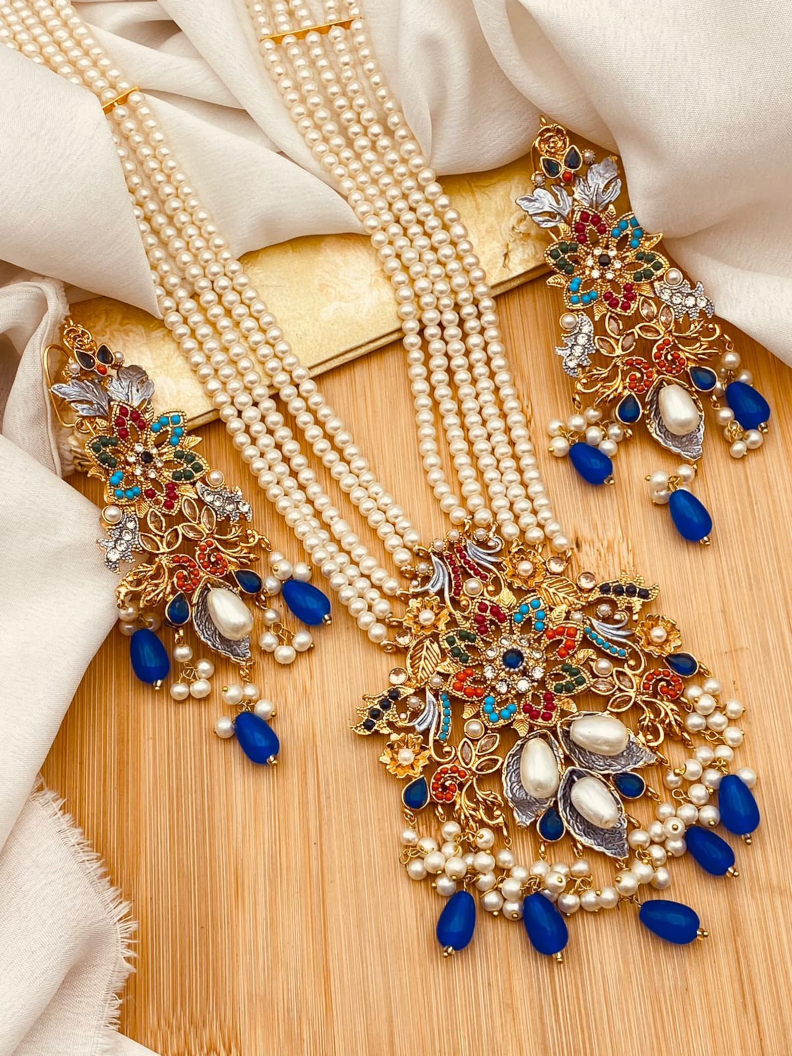 Royal Rani Haar: Indian Bridal Pearl Necklace & Earrings Set - Etsy