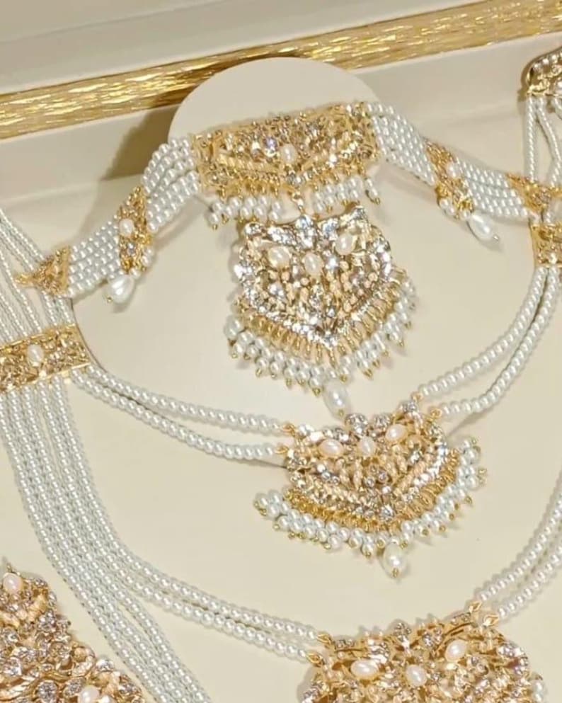Bridal Pearl Rani Haar Mala Set: 5-piece Indian Jewelry - Etsy