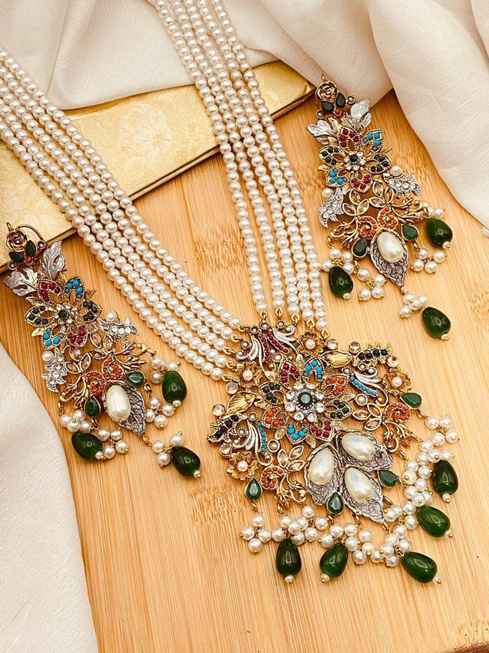 Royal Rani Haar: Indian Bridal Pearl Necklace & Earrings Set - Etsy