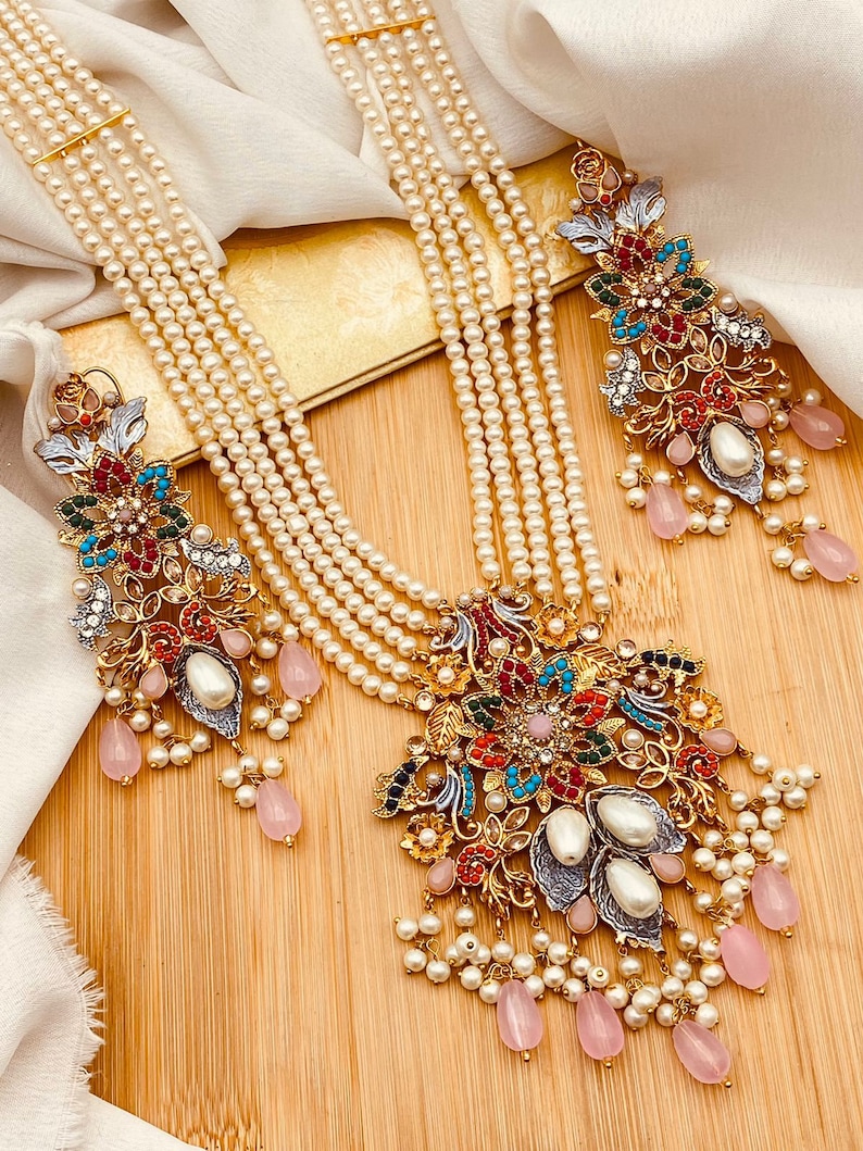 Royal Rani Haar: Indian Bridal Pearl Necklace & Earrings Set - Etsy