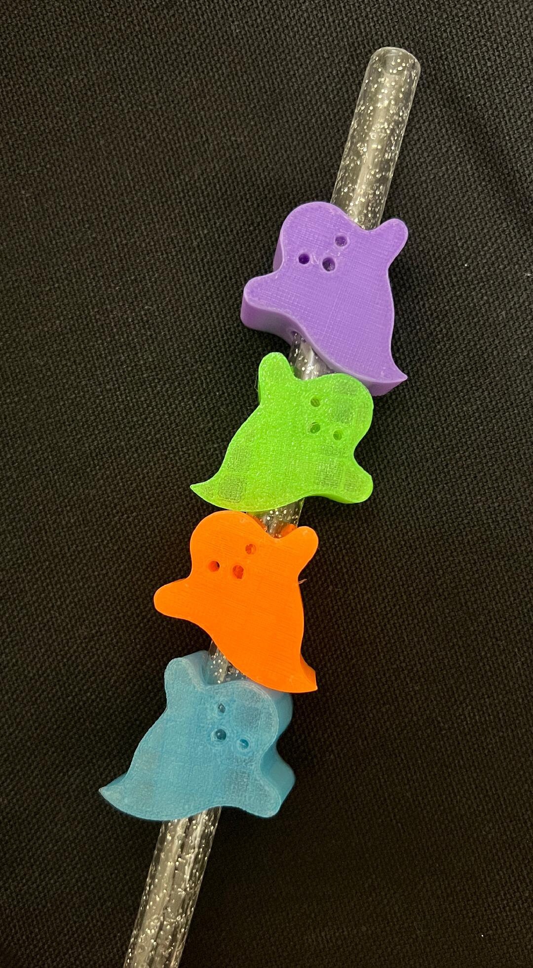 3D Printed Halloween Glow in the Dark Ghosts Straw Topper for Stanley ...