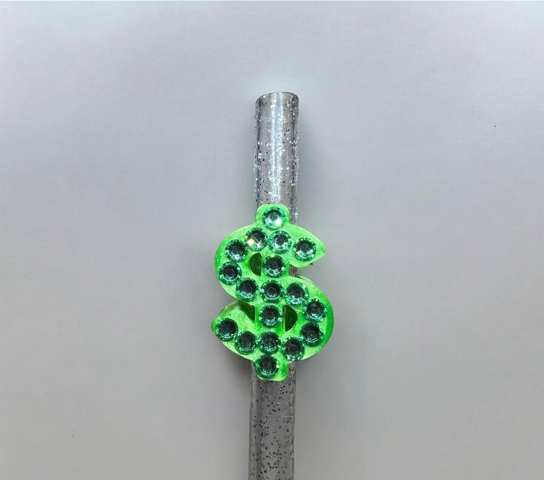 3D Printed Money Sign With Rhinestones Straw Topper for Stanley and ...