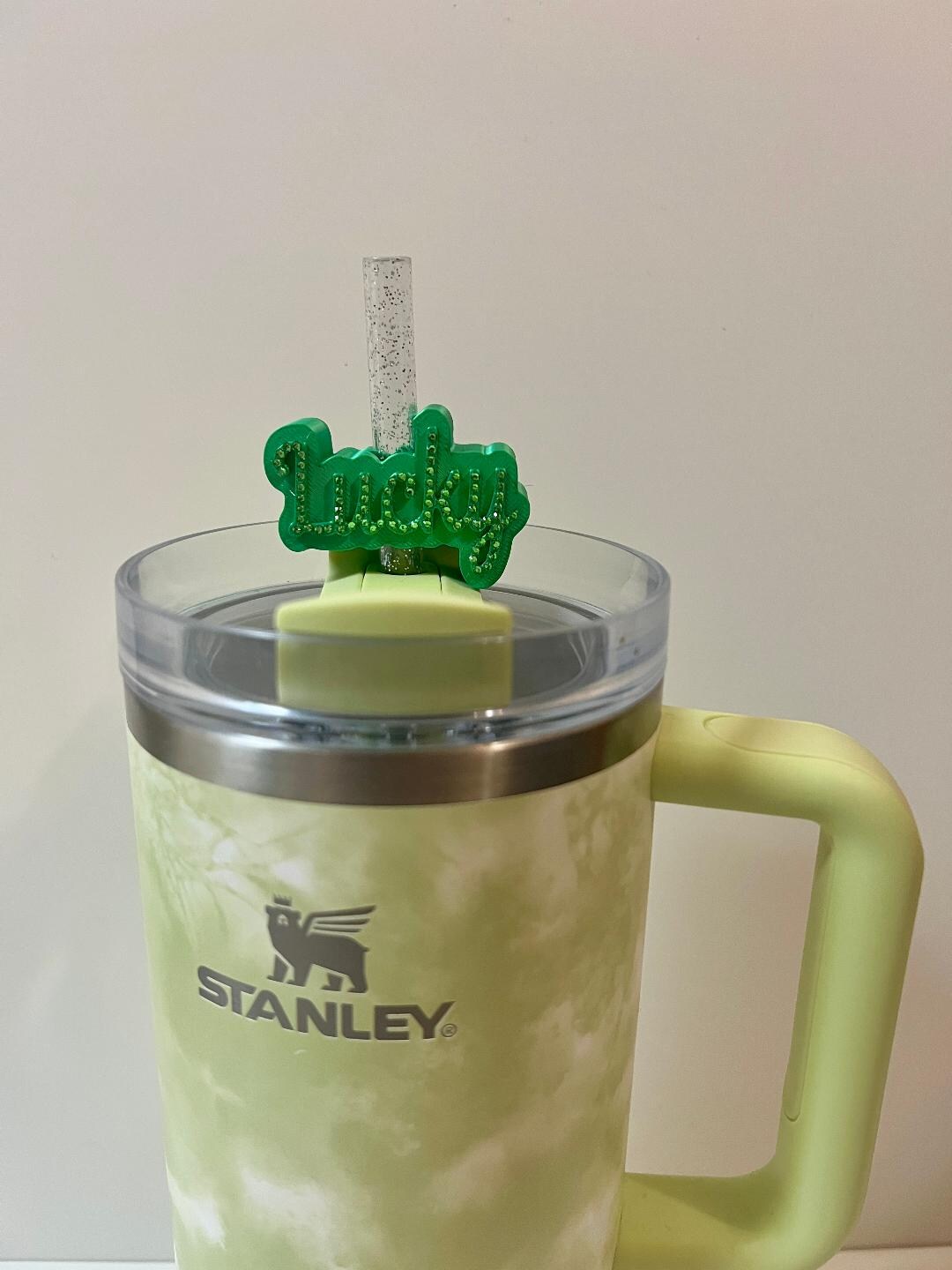 3D Printed Irish Green LUCKY With Rhinestones Straw Toppers for Your ...
