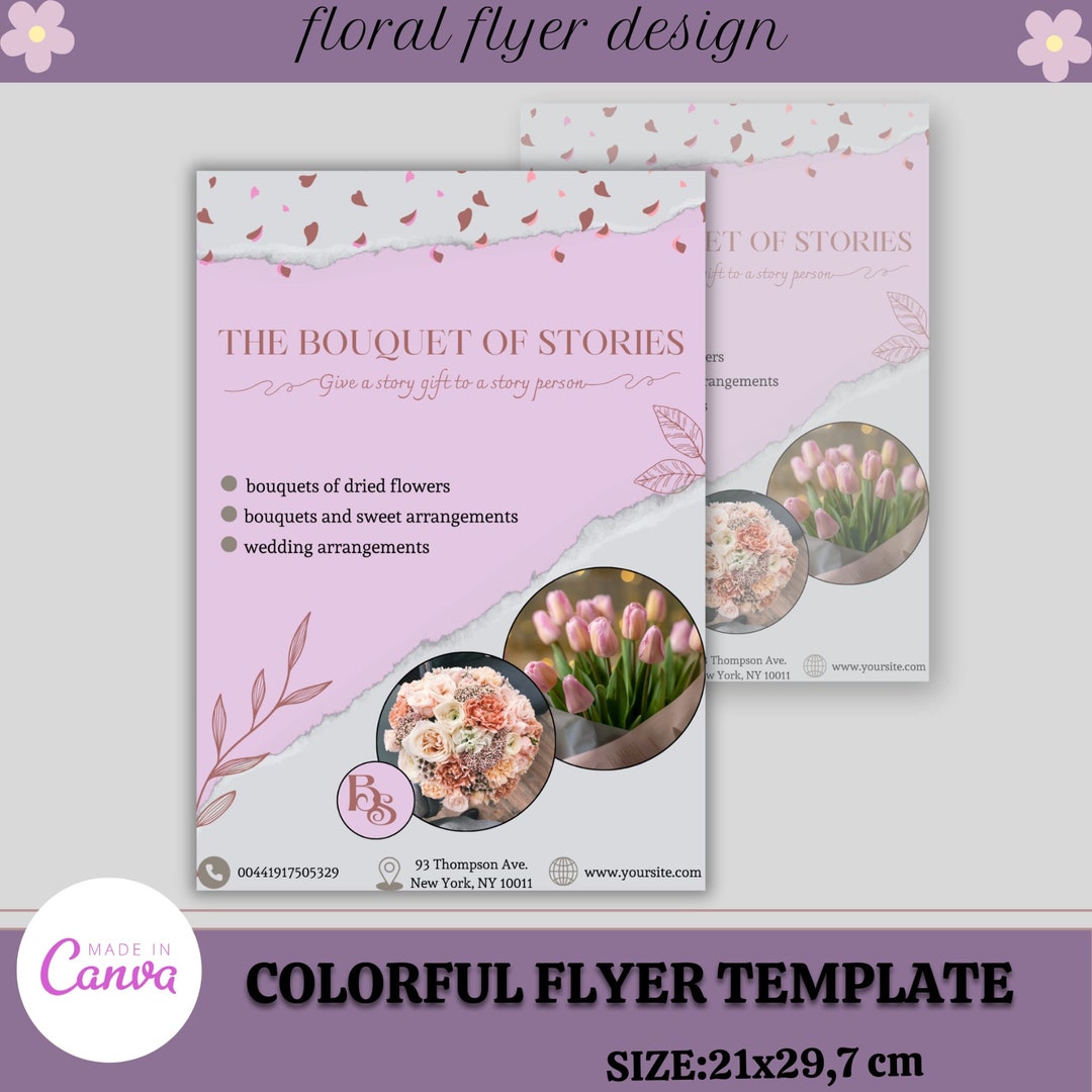 Floral Flyer, Flyer Template, Print Colorful Flyer, Social Media Flyer ...
