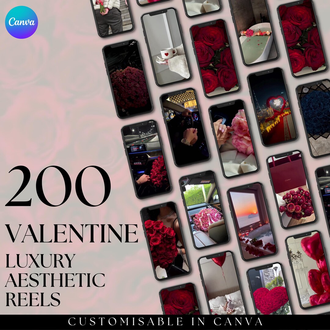 200 LUXURY VALENTINE Reels Bundle | Editable in Canva | Instagram ...