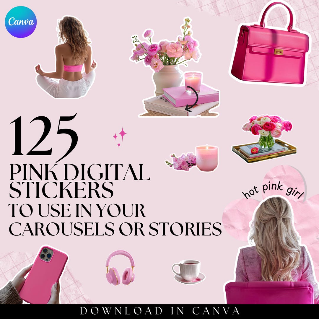 Aesthetic PINK VIRAL Carousel Instagram Stickers, Canva Templates ...
