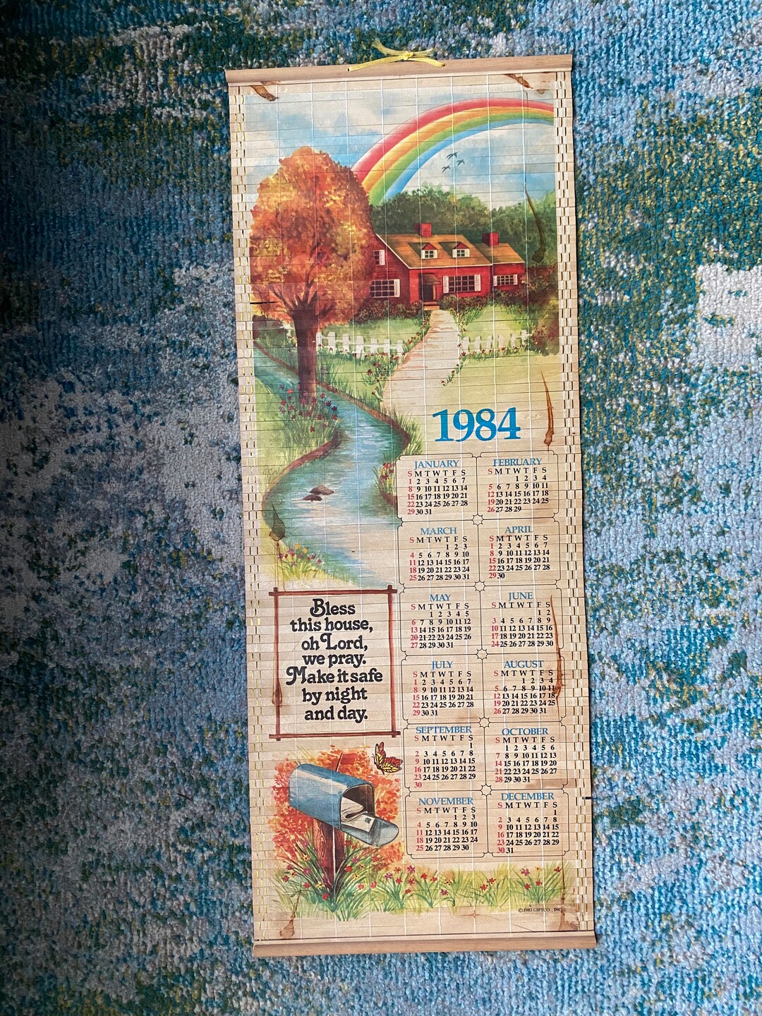 Vintage 1984 Giftco Four Seasons Rainbow Scripture Bamboo Hanging Wall ...