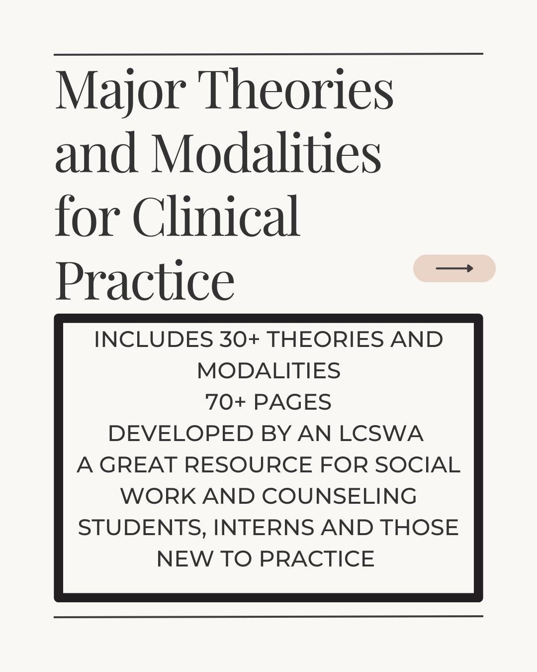 Social Work and Counseling Resource: Major Theories and Modalities for ...