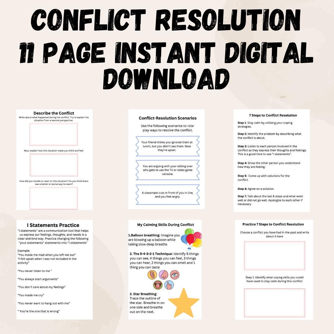 Conflict Resolution Packet - Etsy
