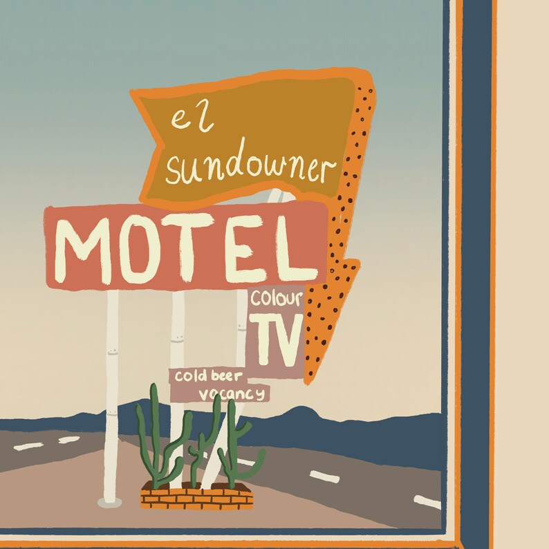 Motel Sundowner Digital Print, Las Vegas Wall Art, Match Box Poster ...