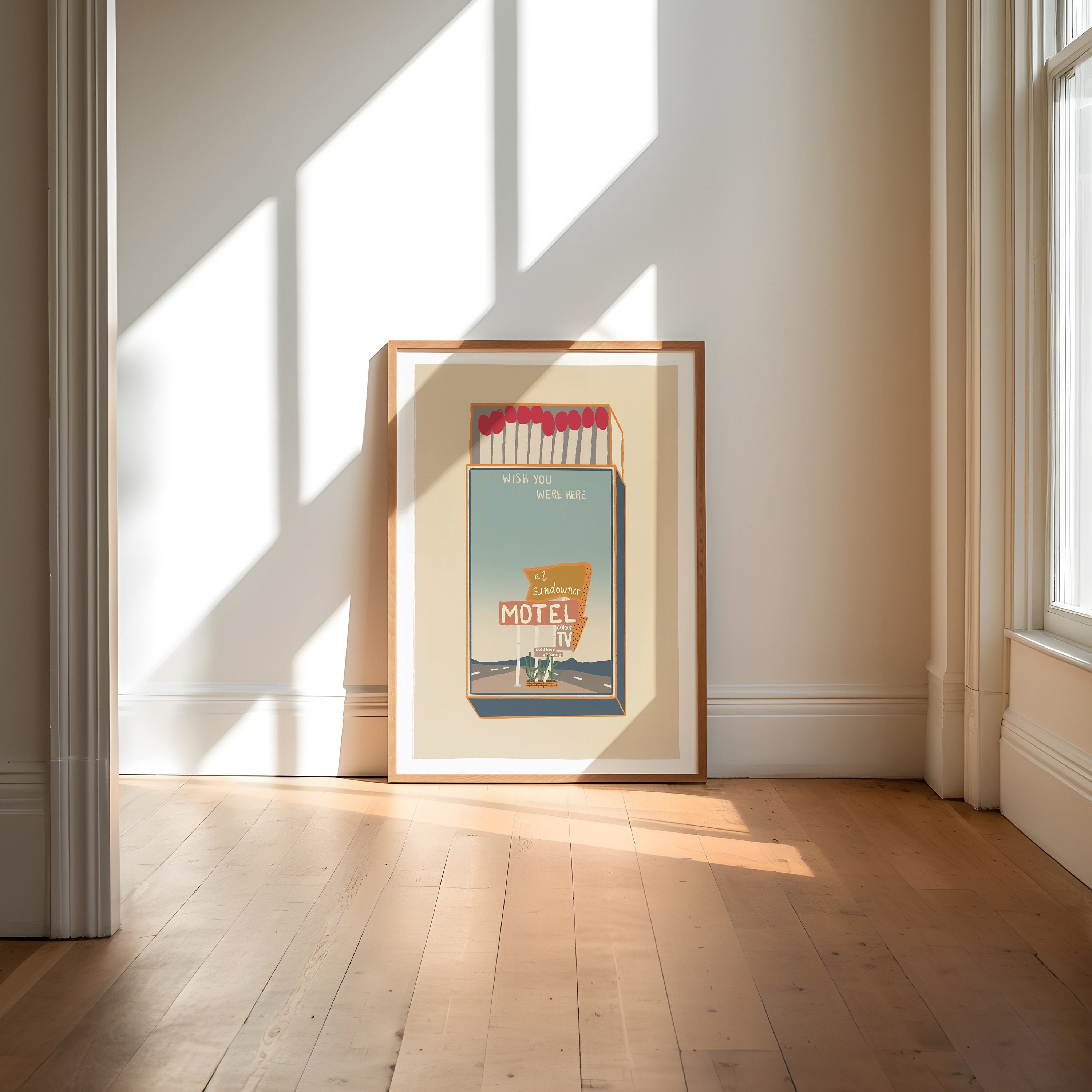 Motel Sundowner Digital Print, Las Vegas Wall Art, Match Box Poster ...