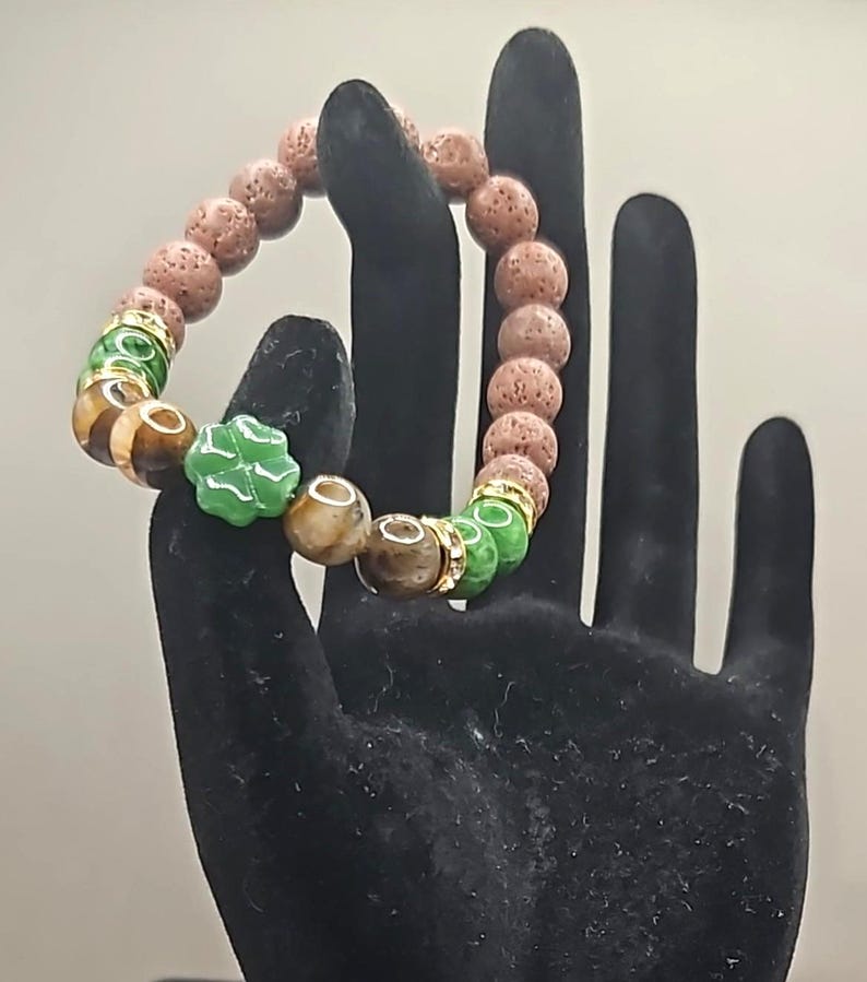 EMPOWERING Verdite, Tiger's Eye, Glass Shamrock and Brown Lava Rock ...