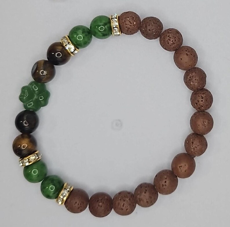 EMPOWERING Verdite, Tiger's Eye, Glass Shamrock and Brown Lava Rock ...