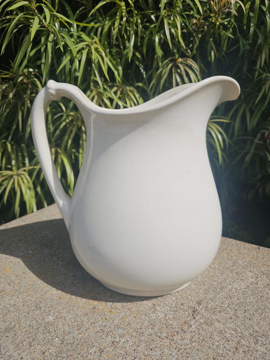 Antique Homer Laughlin Ironstone Pitcher Vase Crazed Stained - Etsy