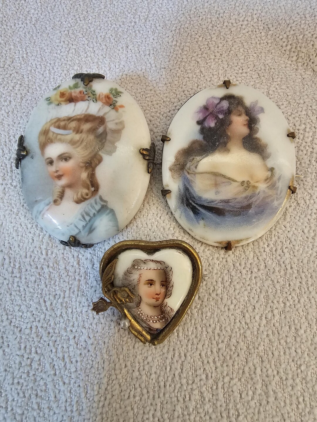 Antique Hand-painted Porcelain Portrait Brooch Bundle – 3 Pieces - Etsy