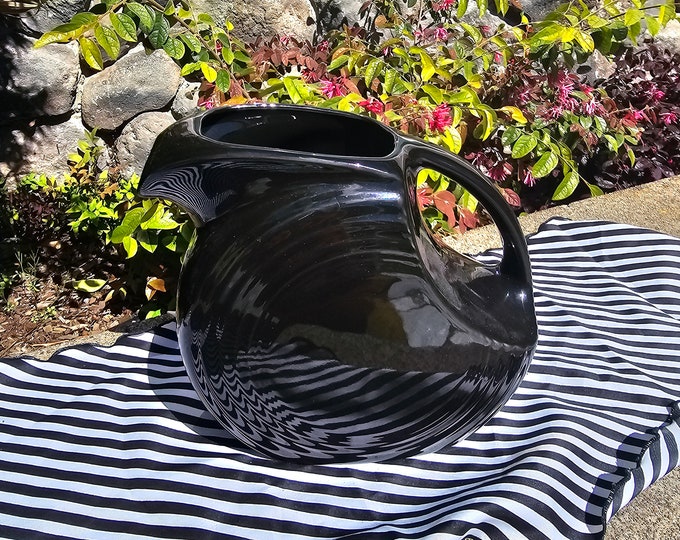 Fiestaware - Large Disk Pitcher - Gloss Black - Etsy
