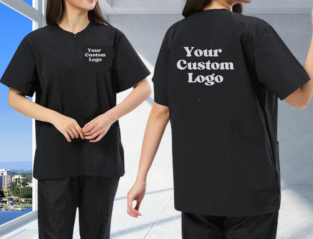 Full Zipper Custom Logo Nylon Uniform Smock- Front and Back Custom ...