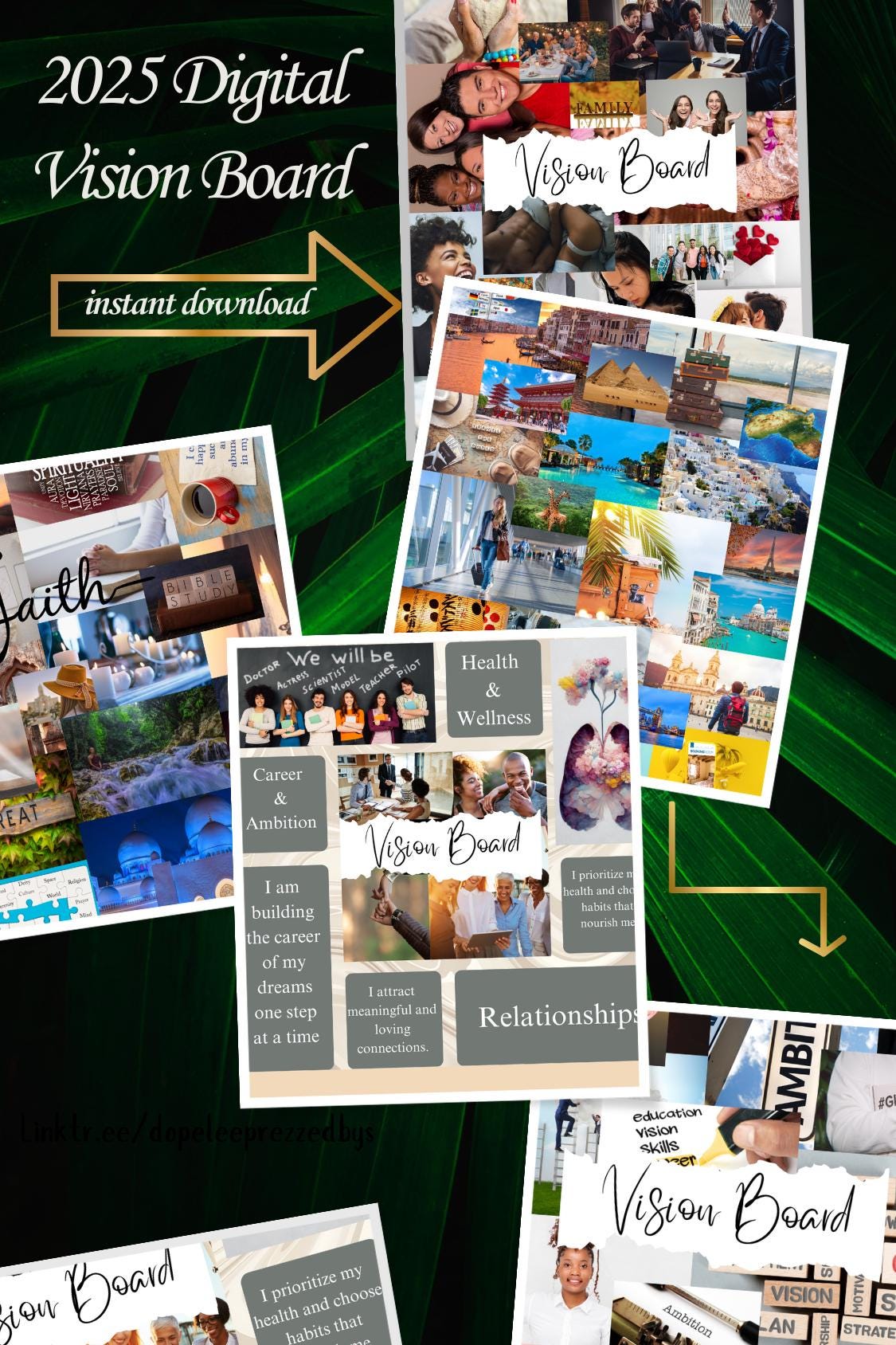 Editable Digital Vision Board Template Vision Board Kit With ...