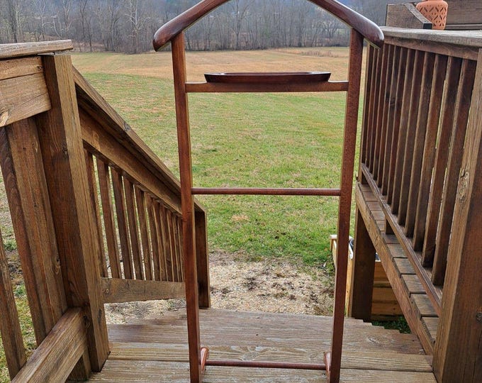 Vintage Elyte Italian Valet Stand on Casters W Tray Suit Butler Cherry ...