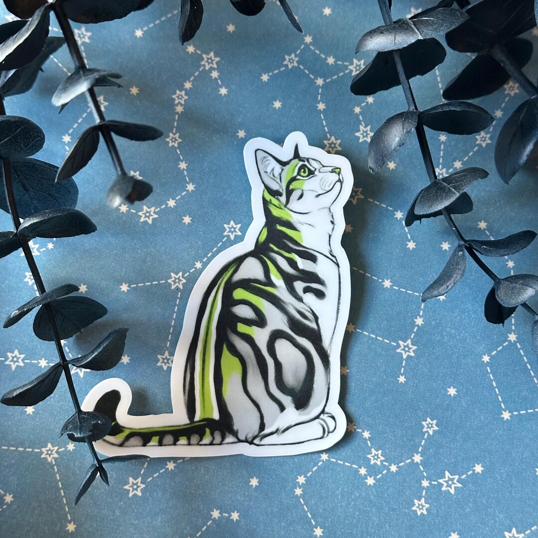 Pride Cat Vinyl Sticker: Agender - Etsy