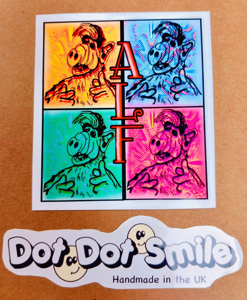 Alf Pop Art Sticker Gloss White Sticker Laptop Sticker Water Bottle ...