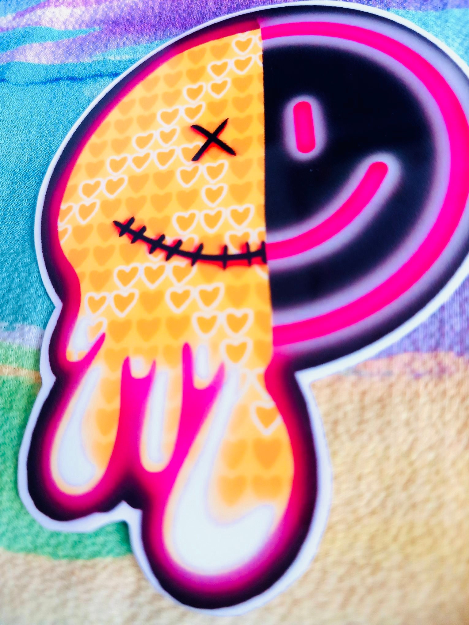 Graffiti Drippy Smiley Face Durable Creative Vinyl Sticker Laminated ...