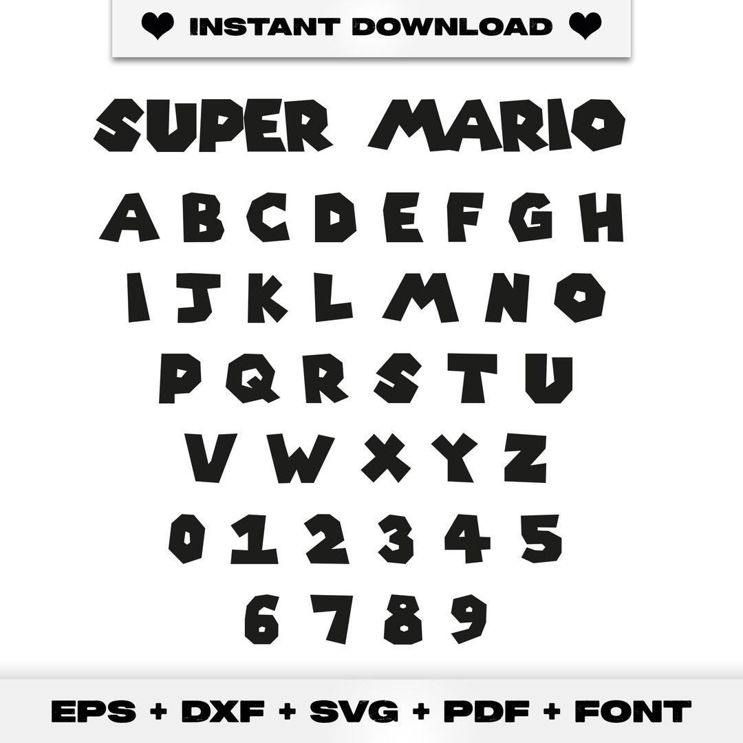 Super Mario Font Super Mario Font SVG Super Mario Font for Cricut ...