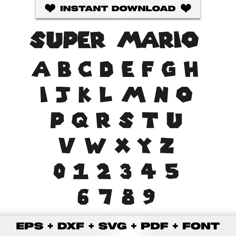 Super Mario Font | Super Mario Font SVG | Super Mario Font for Cricut ...