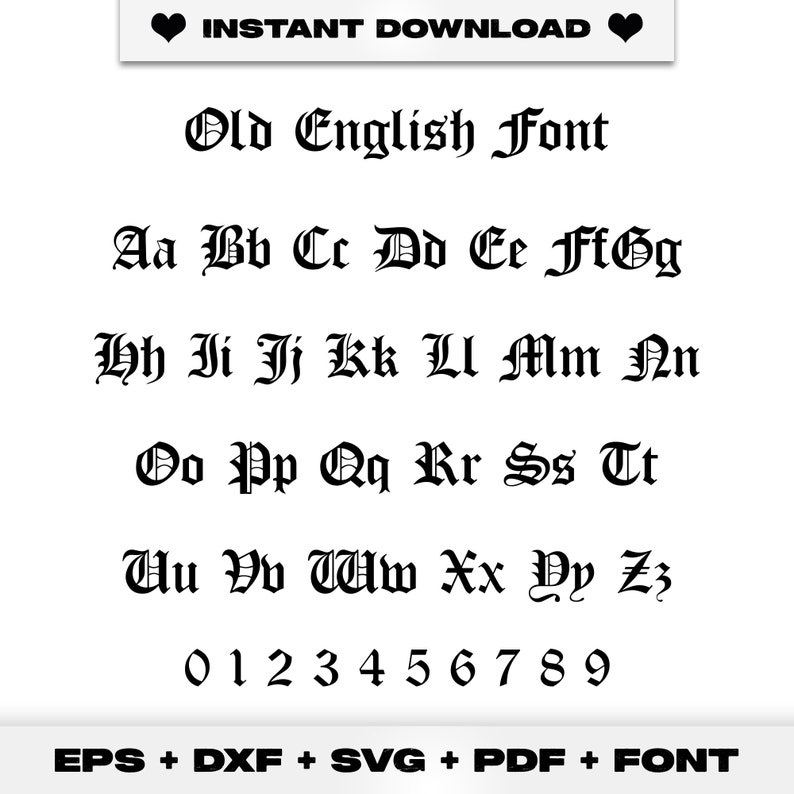 Old English SVG, Old English Font Download, Old English Font, Cut File ...